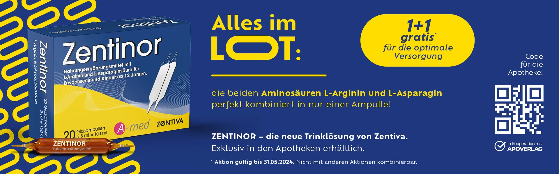 ZENTINOR - L-Arginin & L-Asparagin in 20 hochwertigen Ampullen